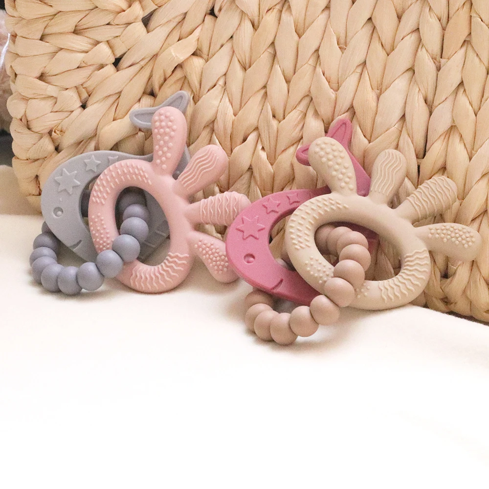 Lovebond Baby Teether Whale Learning Loop Silicone Teether Beech Ring ...