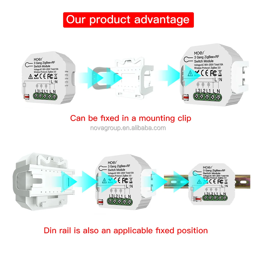 Tuya Smart Zigbee Relay Module Light Switch Dimmer Module 1/2/3/4 Gang ...
