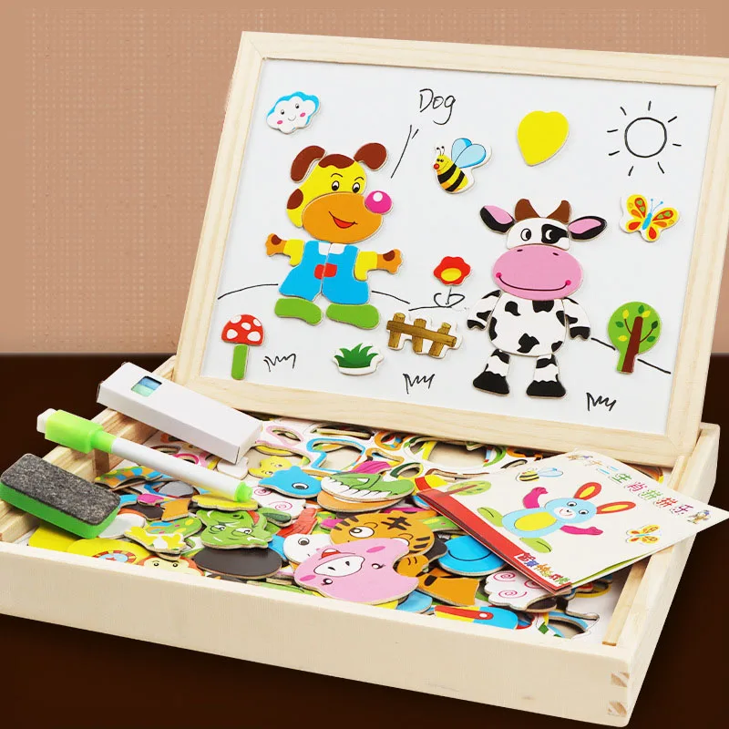Custom Kids Puzzle Box With Writing Blackboard Magnetic Drawing Board ...