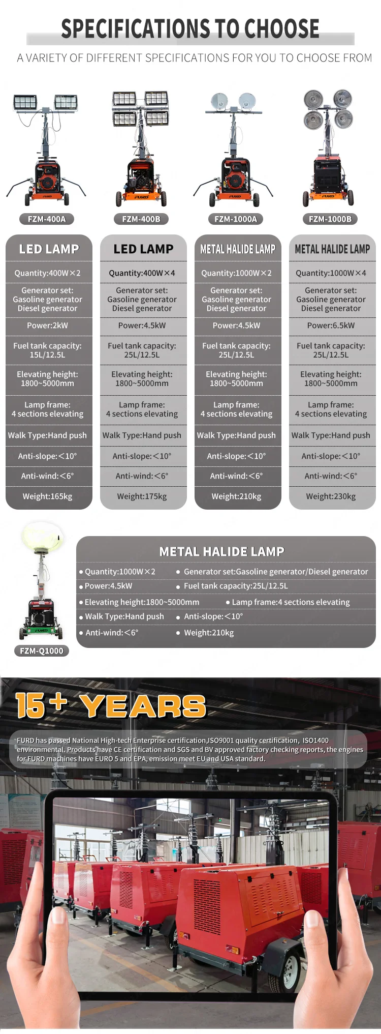 Anmax Diesel Generator Light Tower - Portable Outdoor Lighting