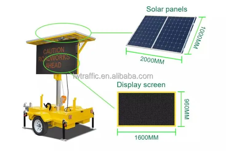 Solar Led Portable Variable Message Signs Mobile Screen Trailer Mounted ...