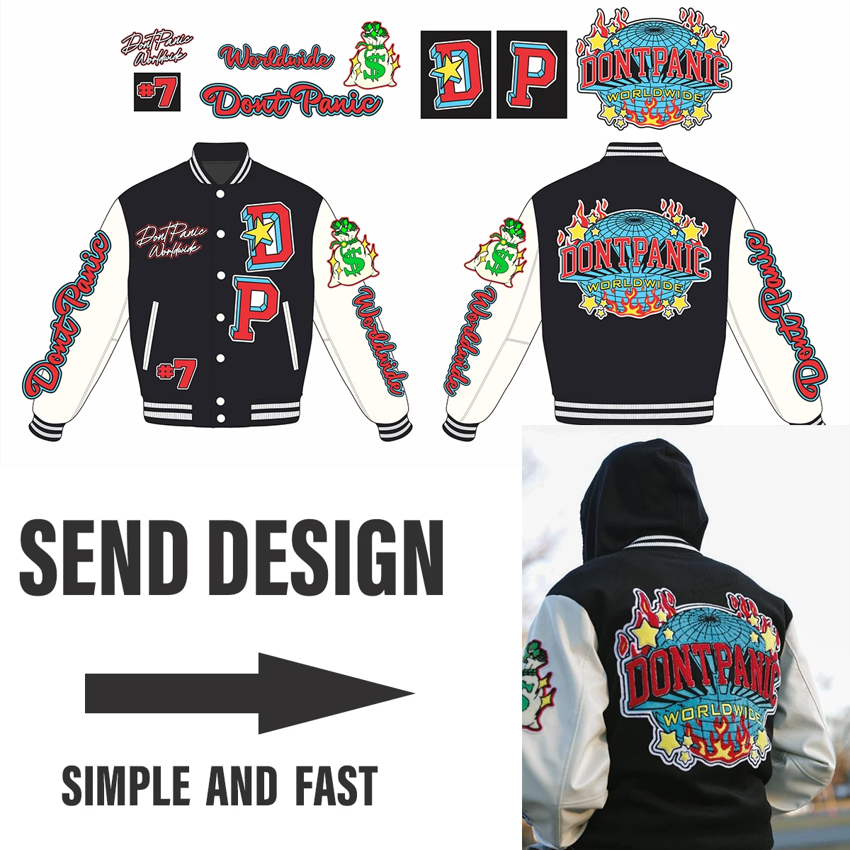 Custom Appliqued Wool Leather Sleeves Plain Pu Jackets For Embroidery ...