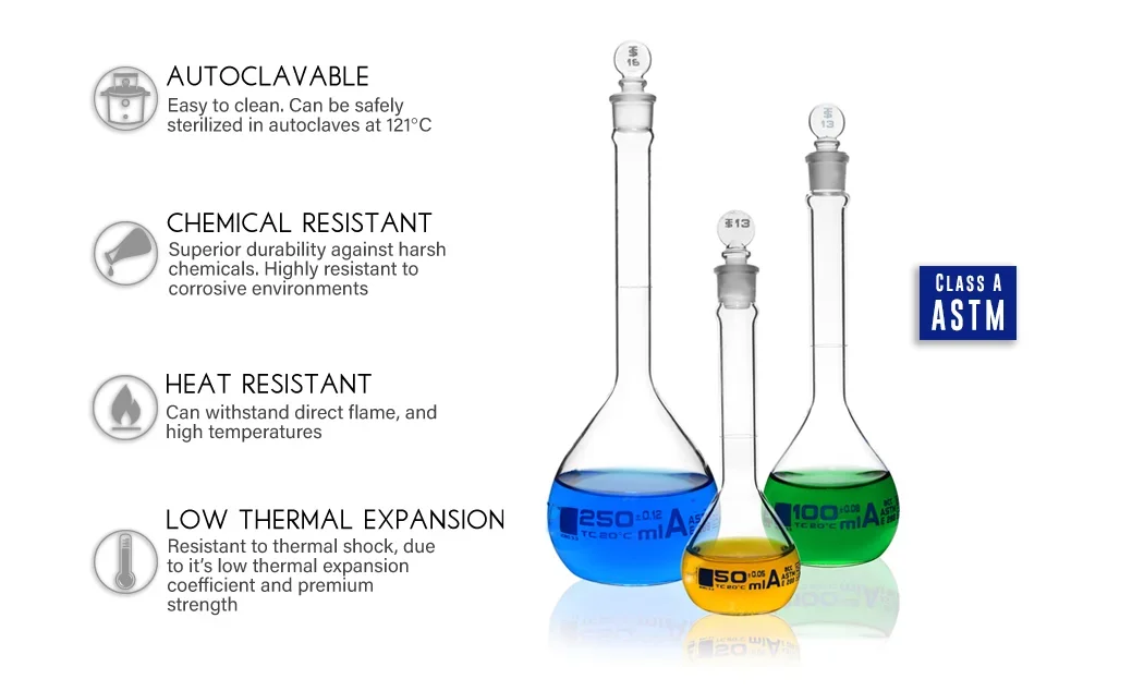 Laboratory Borosilicate Glass Volumetric Flask Volumetric Measuring ...