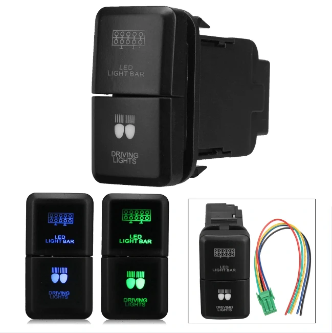 Waterproof 12V Dual Dash LED Light Bar Push Button Switch for Toyota ...