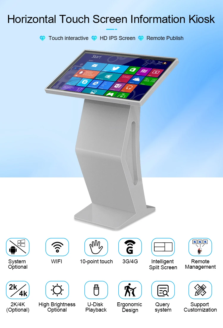 Indoor Ultra Thin Floor Standing Capacitive Lcd Android Selfservice ...