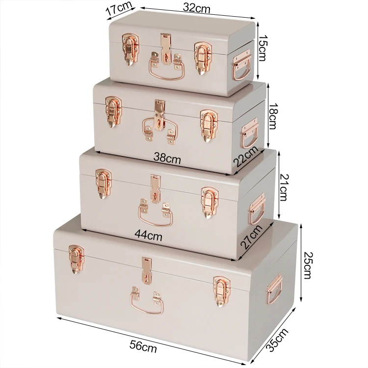 Hot Sale White Decorative Storage Trunk Set Of 2 Metal Storage Trunk ...