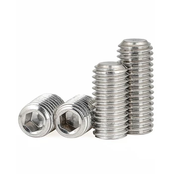 Din913 M2 M2.5 M3 M4 M5 304 Stainless Steel Metric Thread Grub Screws Flat Point Hexagon Socket ...