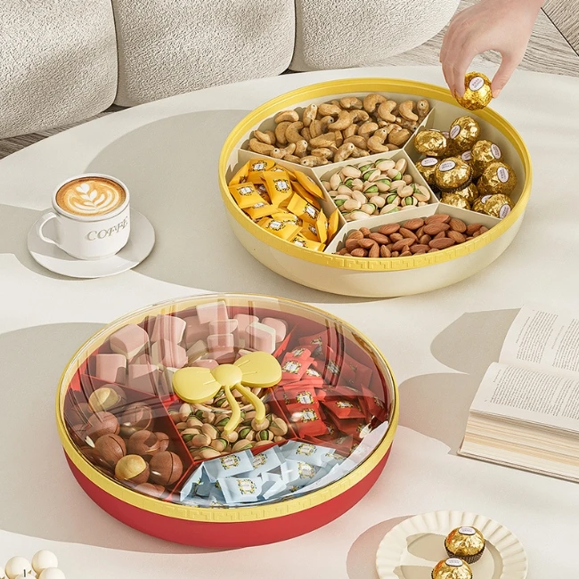 Round Candy Tray with Dividers and Lid - Perfect for Snacks