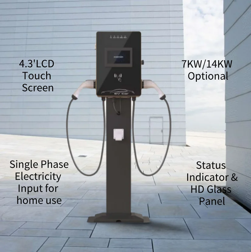 7kw Adjustable Wall-mounted Ac Charging Pile Electric Vehicle Charging ...