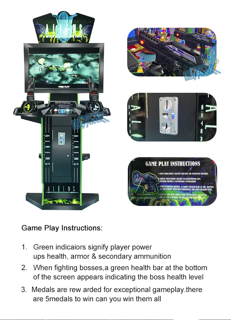 Coin Operated 42 Inch Lcd Aliens Shooting Simulator Arcade Game Machine ...