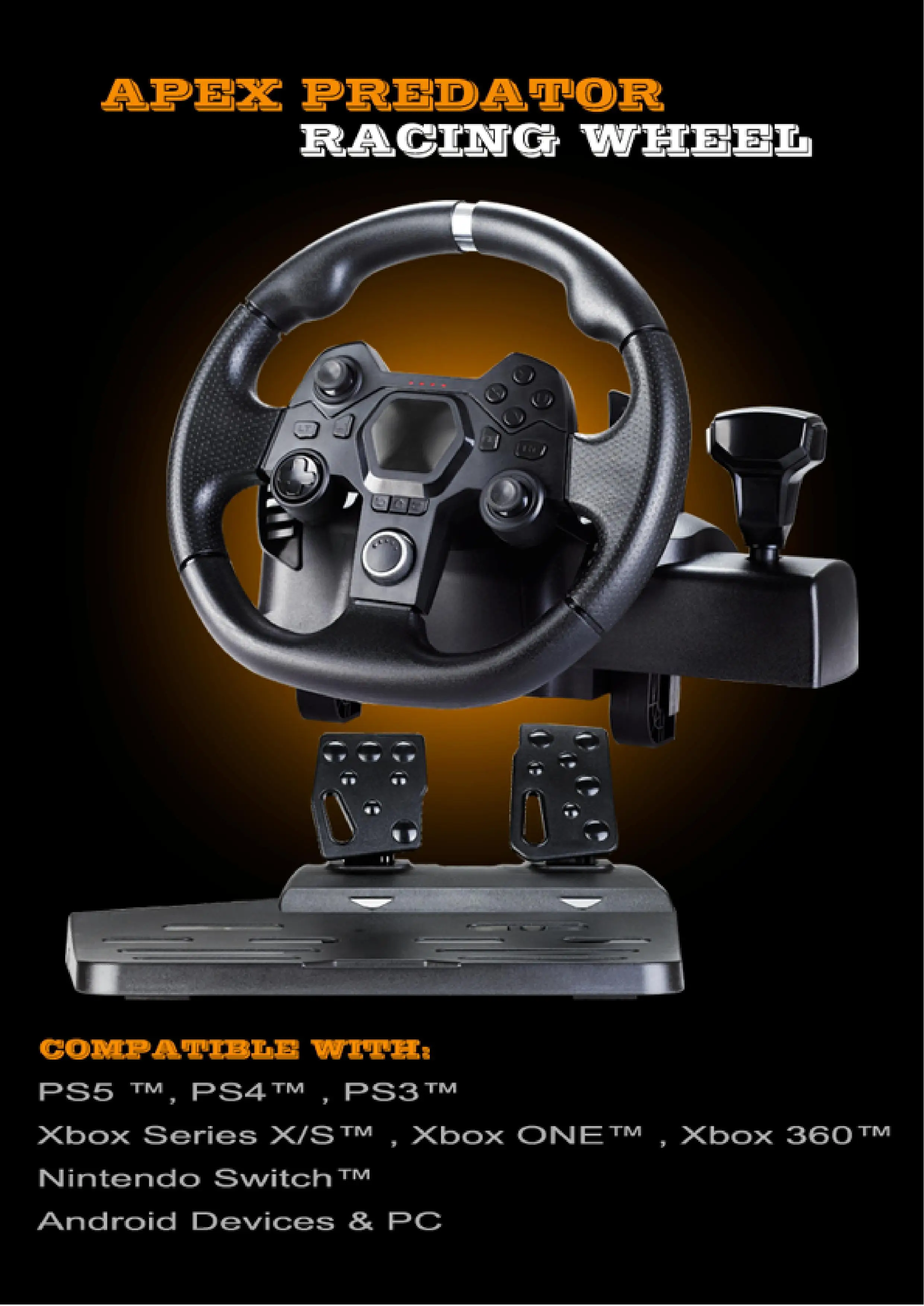 270 Degree Vibration Game Racing Steering Wheel for XBOX & PS4