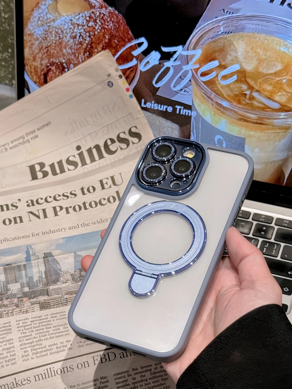 Easoncase Clear PC Case with Glitter Camera Lens for Iphone 14/15 Pro Max