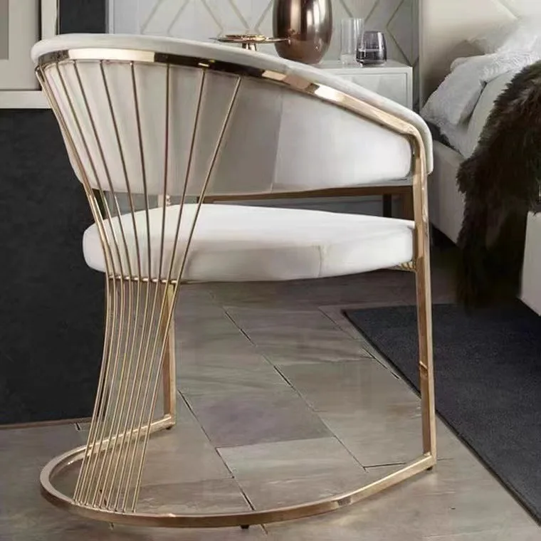 Post-modern Nordic Light Luxury Stainless Steel Back Cloth Leather ...