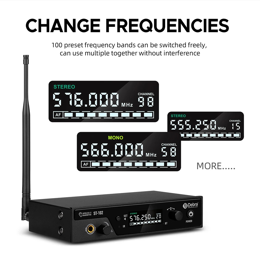 ST-102 Wireless In-Ear Monitor System Mono/Stereo UHF IEM System for ...