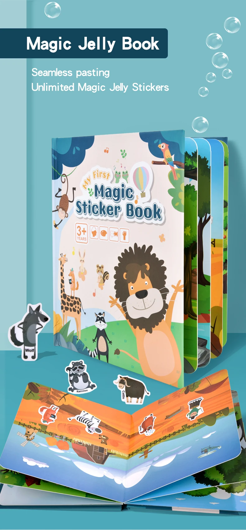 New Children's Situational Cognitive Magic Jelly Book Animal Silicone ...