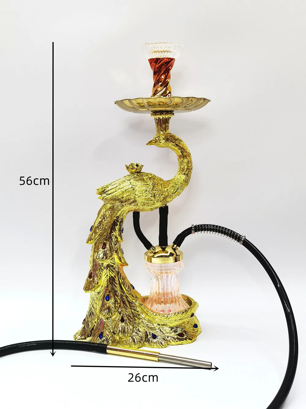 56CM Resin Elegant Peacock Hookah Shisha with LED Light