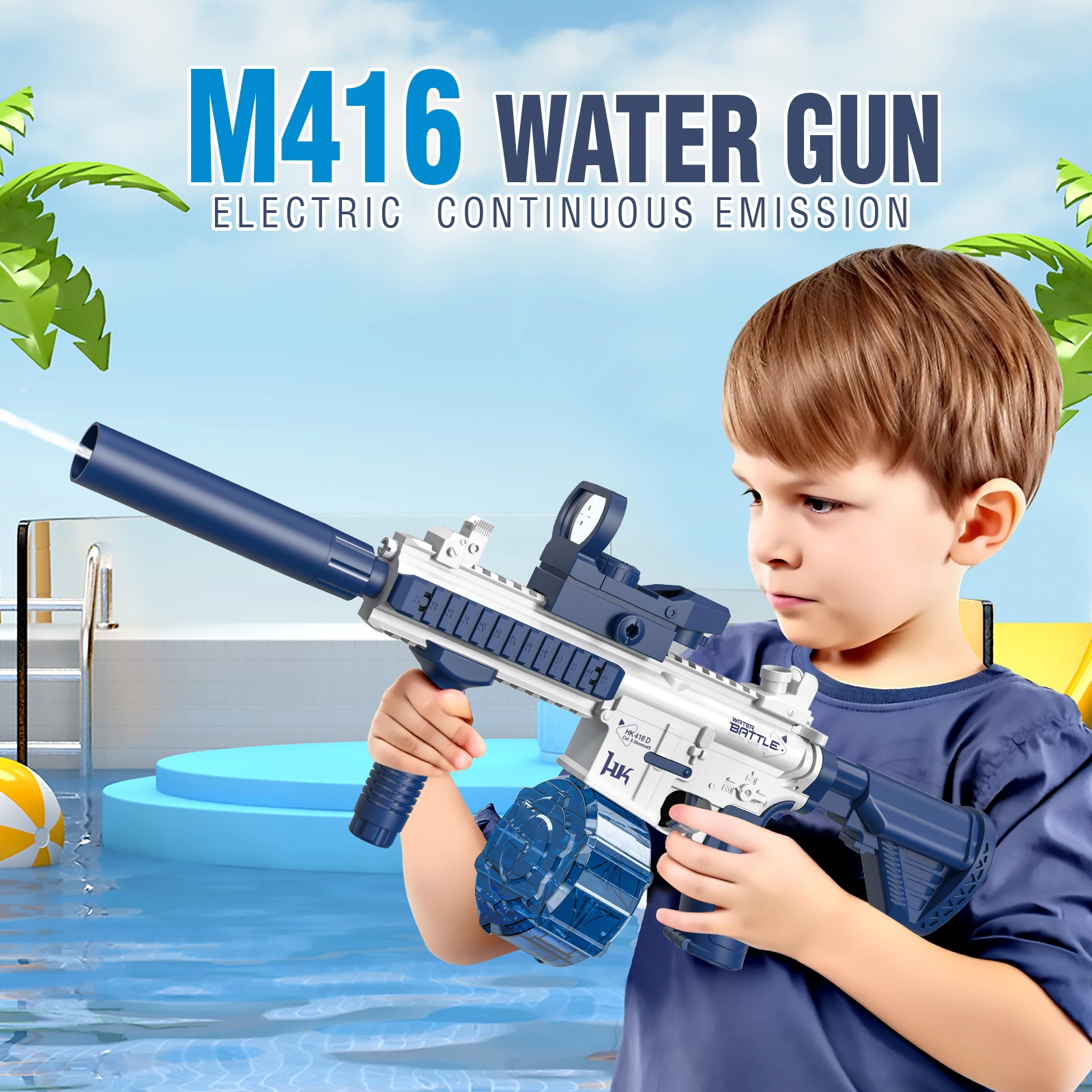 Outdoor Summer Beach Toys Electric Water Ball Gun ABS Pistol Shooting ...