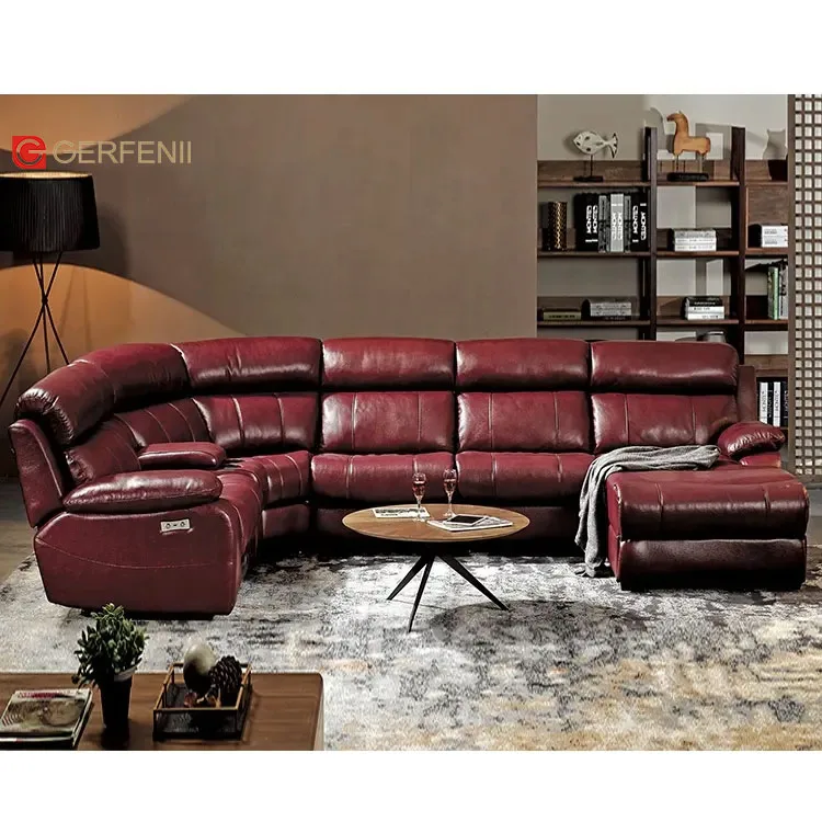 Modern Luxury Extendable 7 Seater recliner sectional sofa set Italian L ...