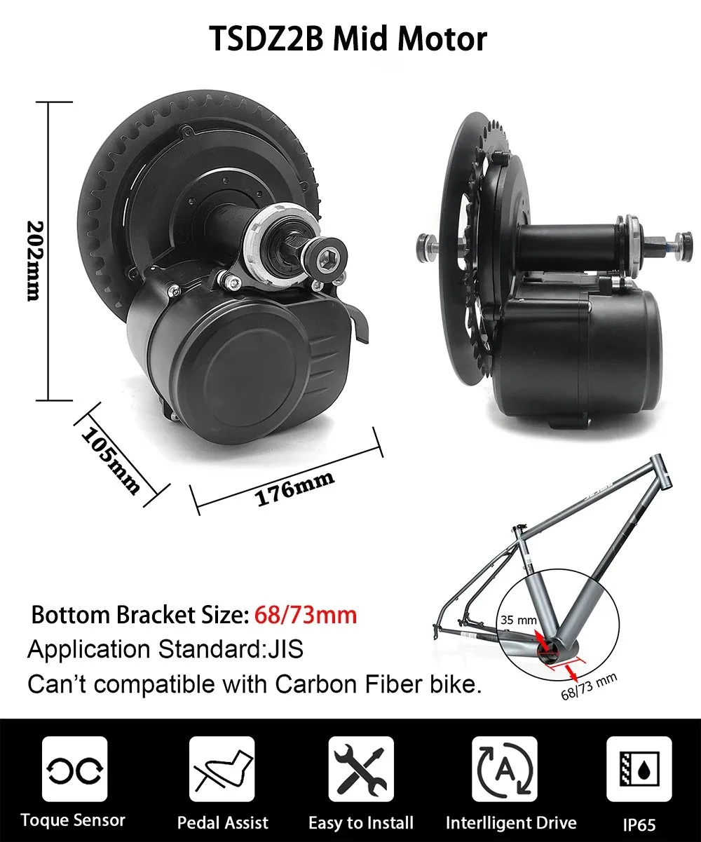 Tongsheng TSDZ2B E Bike Kit - 500W Brushless Gear Motor