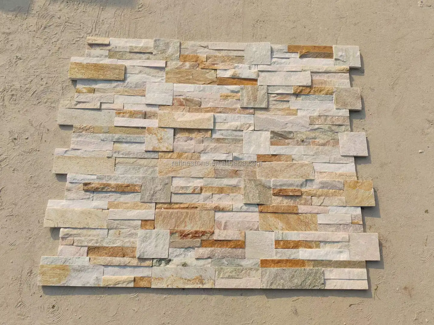 Rf High Quality Yellow Quartzite Grain Culture Stone Natural Slate Wall ...