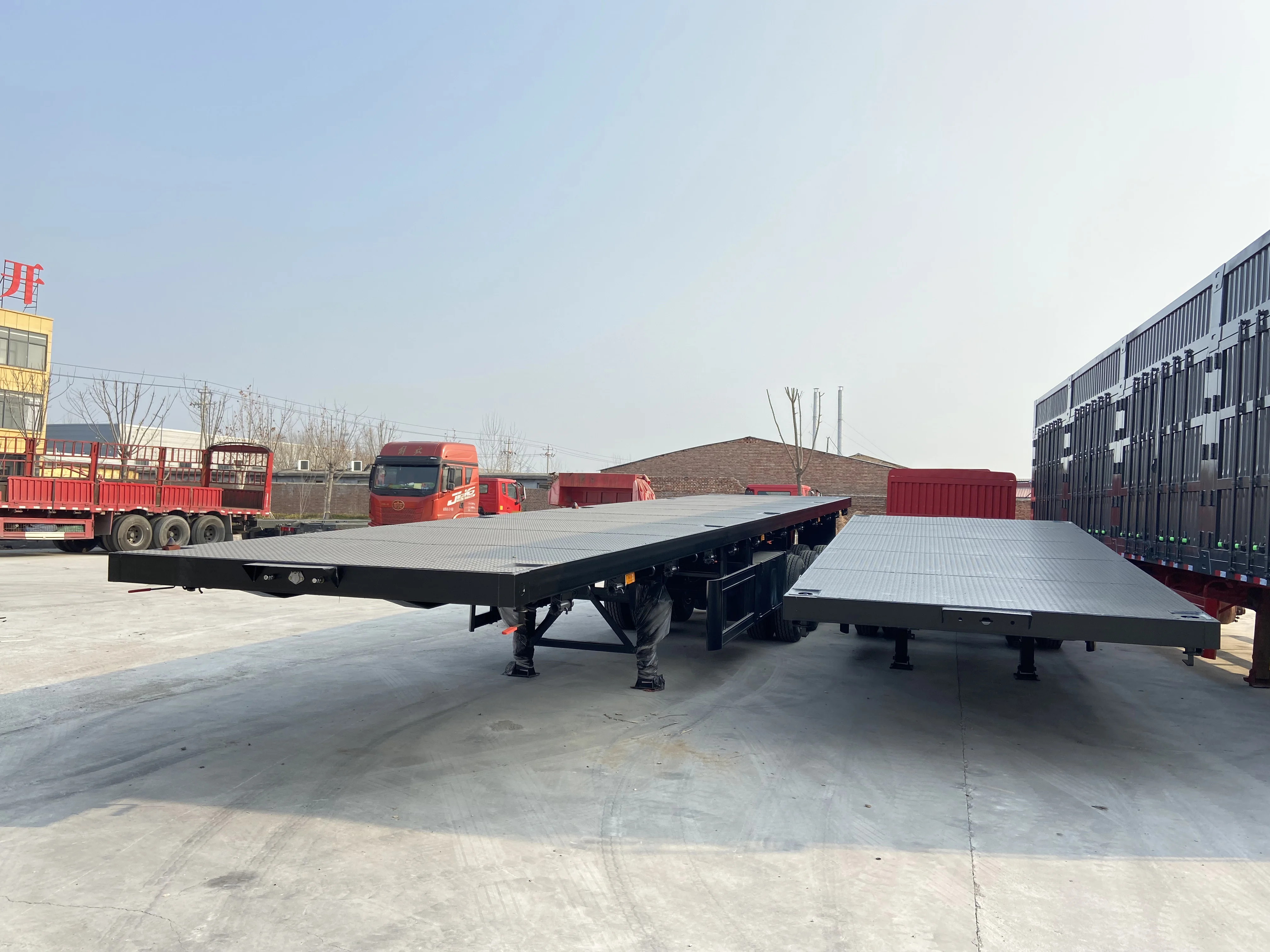 China Export 20FT 40FT Container Semi Trailer - 3 Axle Flatbed