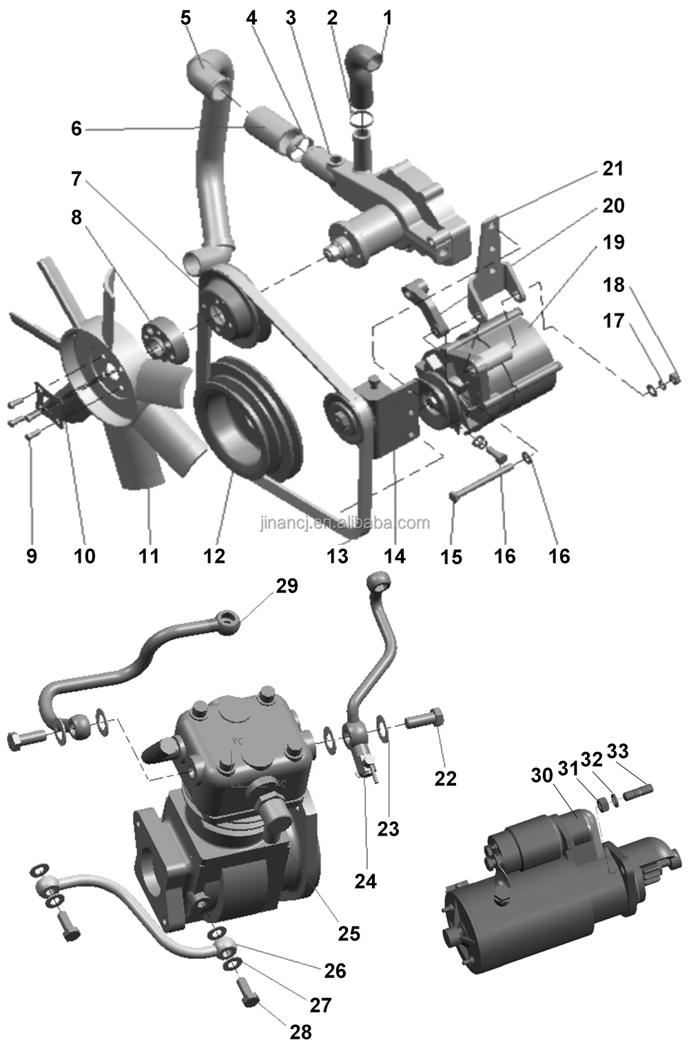 24V Gear Reduction Starter for Sinotruk Howo Light Truck Yunnei Engine ...