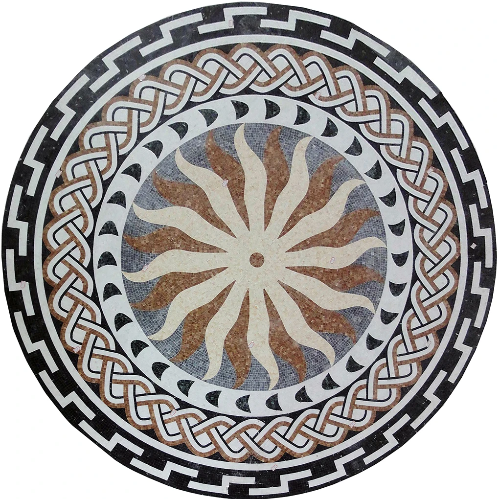 Round Marble Mosaic Medal Dandcrafted Stone Medal Mosaic Tiles Round ...