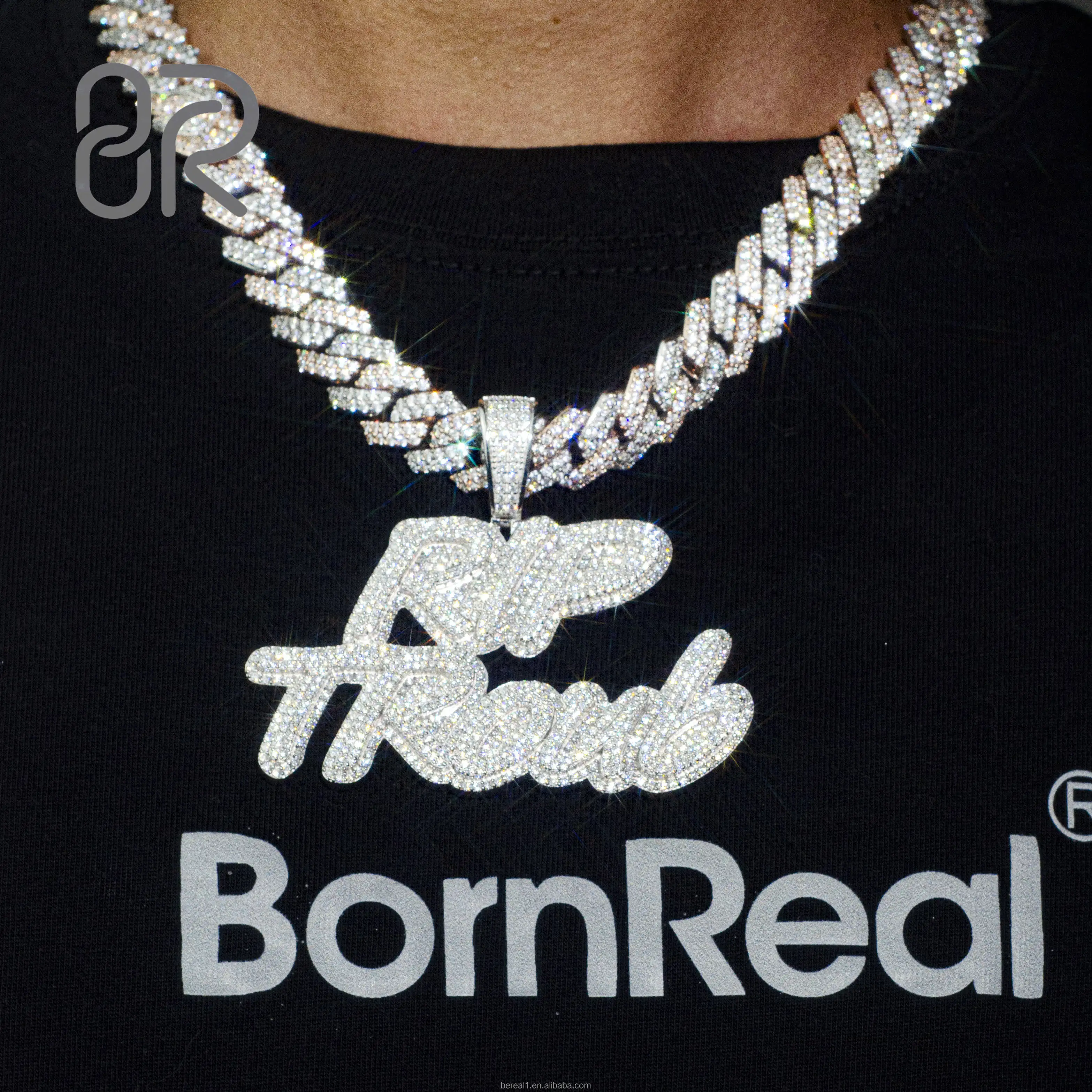 Custom Letter Initial Vvs Moissanite Diamond Pendants 925 Silver Fine ...