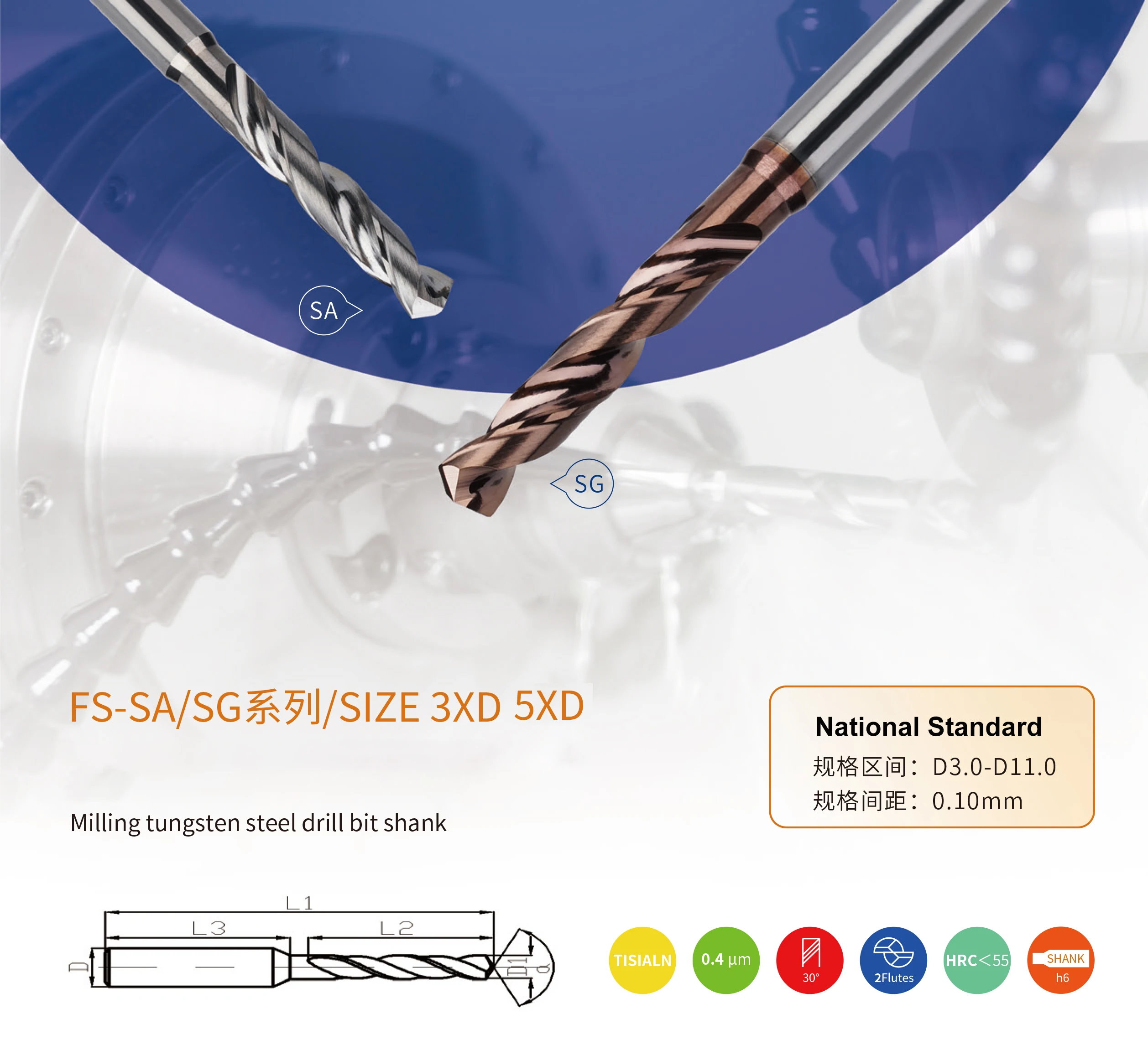 Carbide Inner Coolant Bit Solid Tungsten Cutting Tools Milling Shank ...