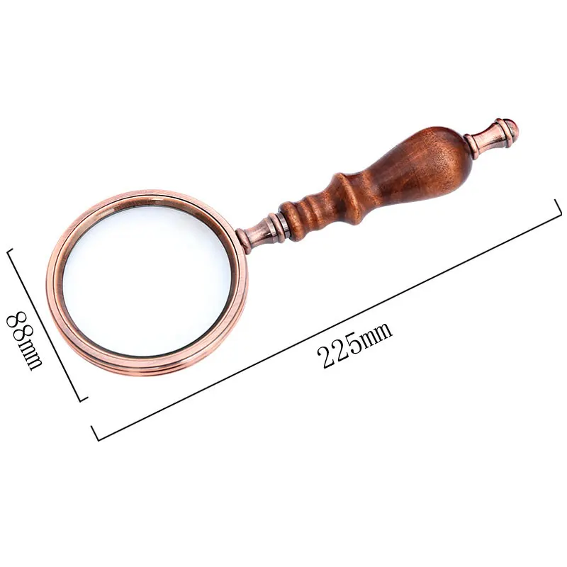 10 Times Wood Handle Reading Magnifying Glass Optical Glass Magnifier ...