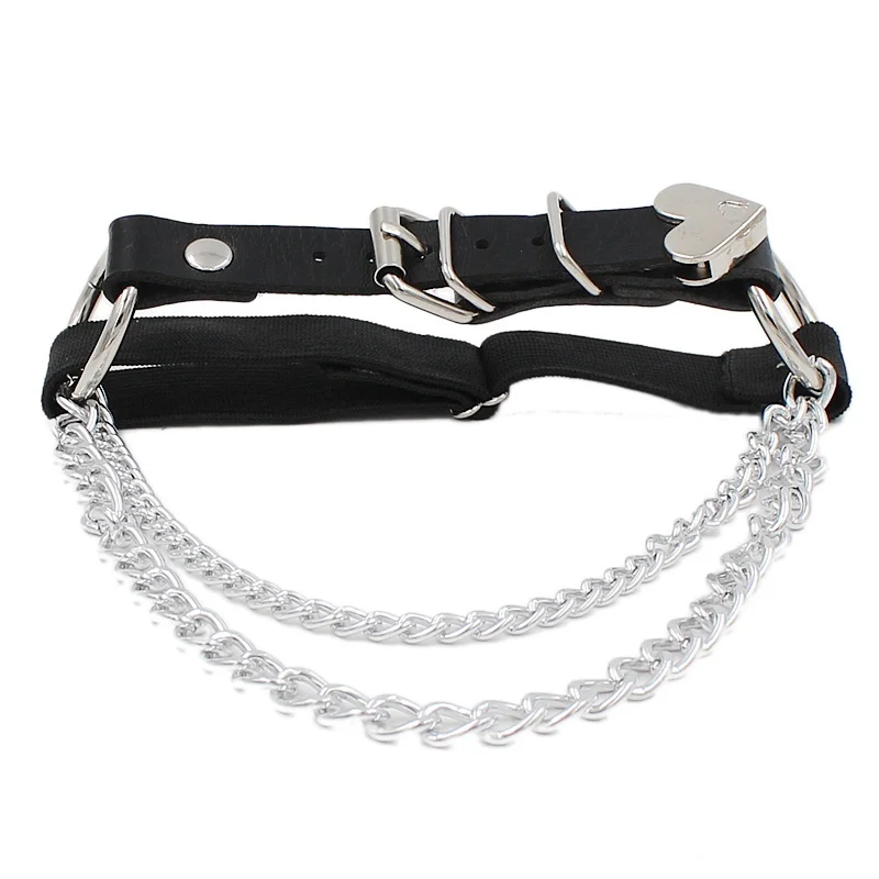 New Punk Rock Pu Leather Leg Chain Sexy Love Heart Double Layer Long ...