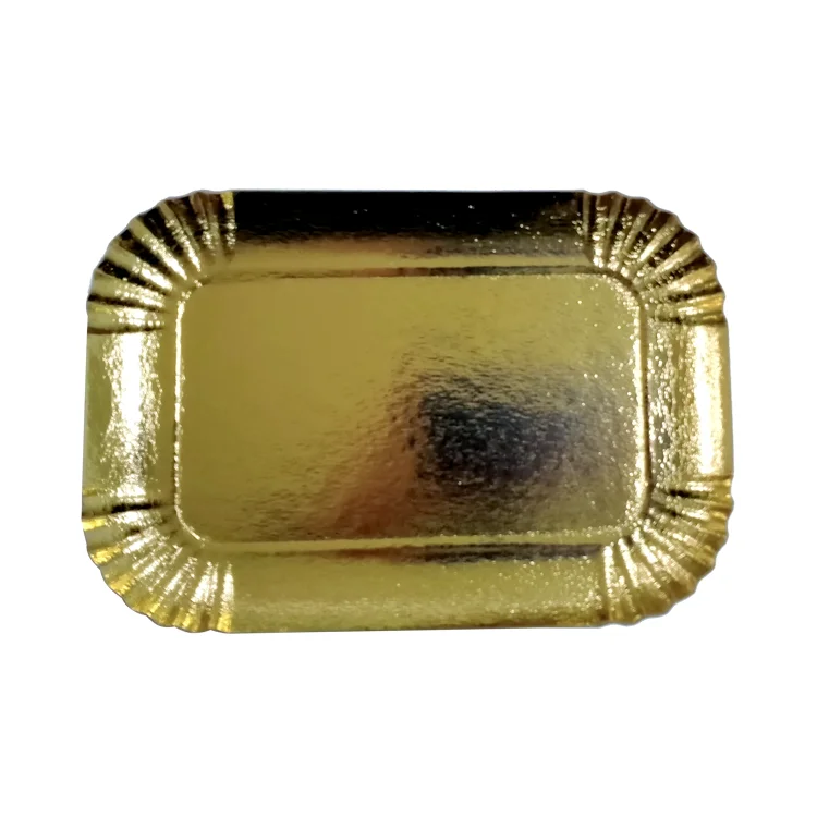 Disposable Rectangle and Round Gold Cardboard Paper Tray Paper Cake ...
