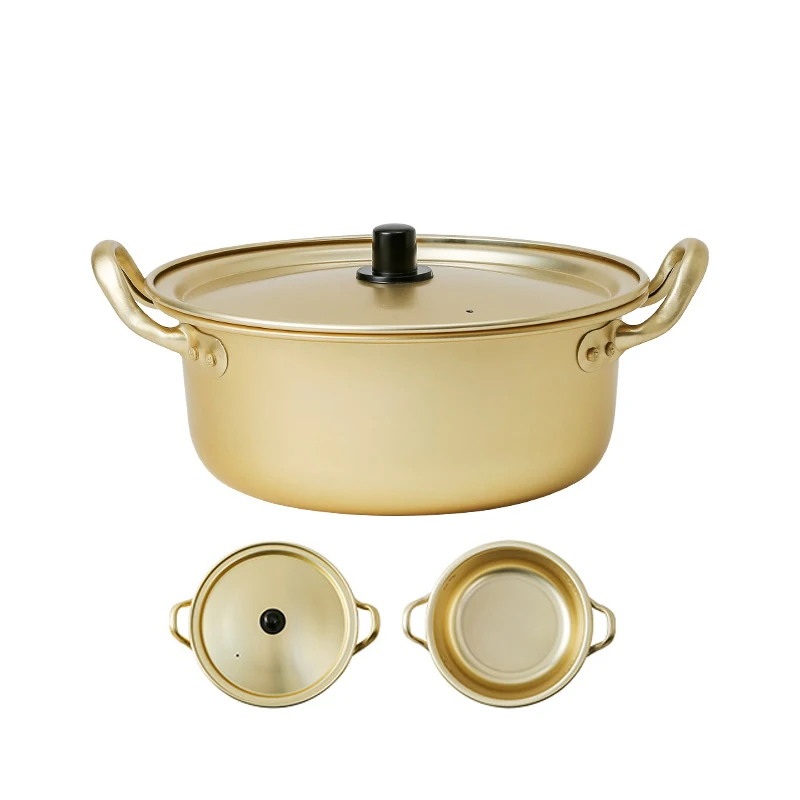 Korean Cookware Kitchen Gold Instant Noodle Pot Small Pan Aluminum ...