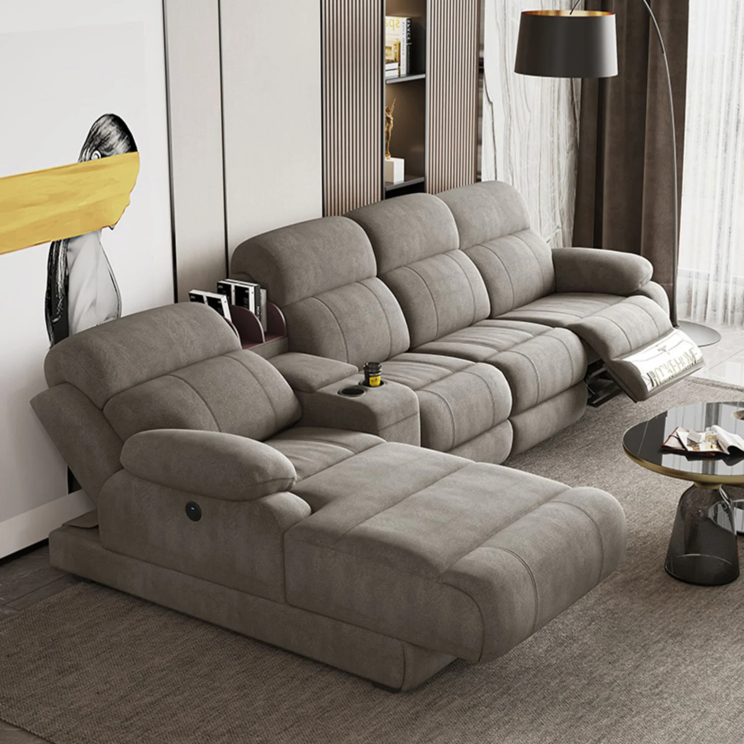 Technology fabric sofa electric function sofa living room with massage ...
