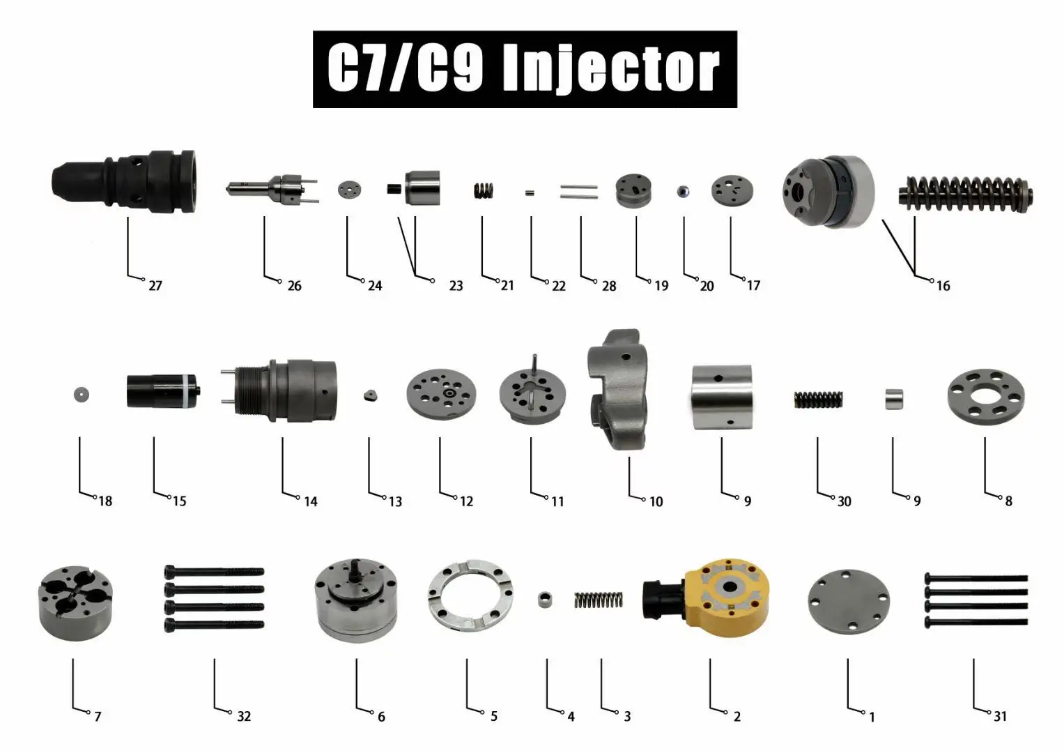 Cat 3176 3196 C10 C12 Engines Fuel Injector Assembly 208-9160 2089160 ...