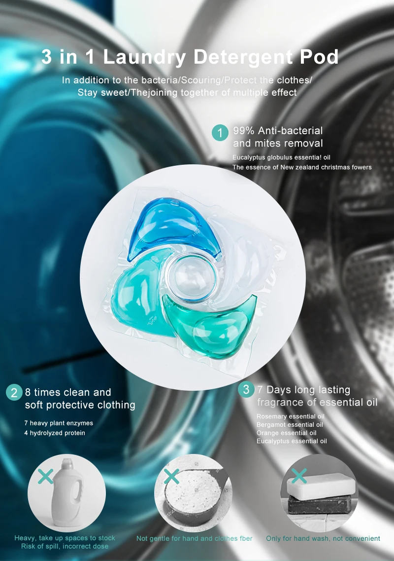 Grepower Laundry Beads Detergent Laundry Capsules Beads Booster Scent Soap Pods 5in1 Containers ...