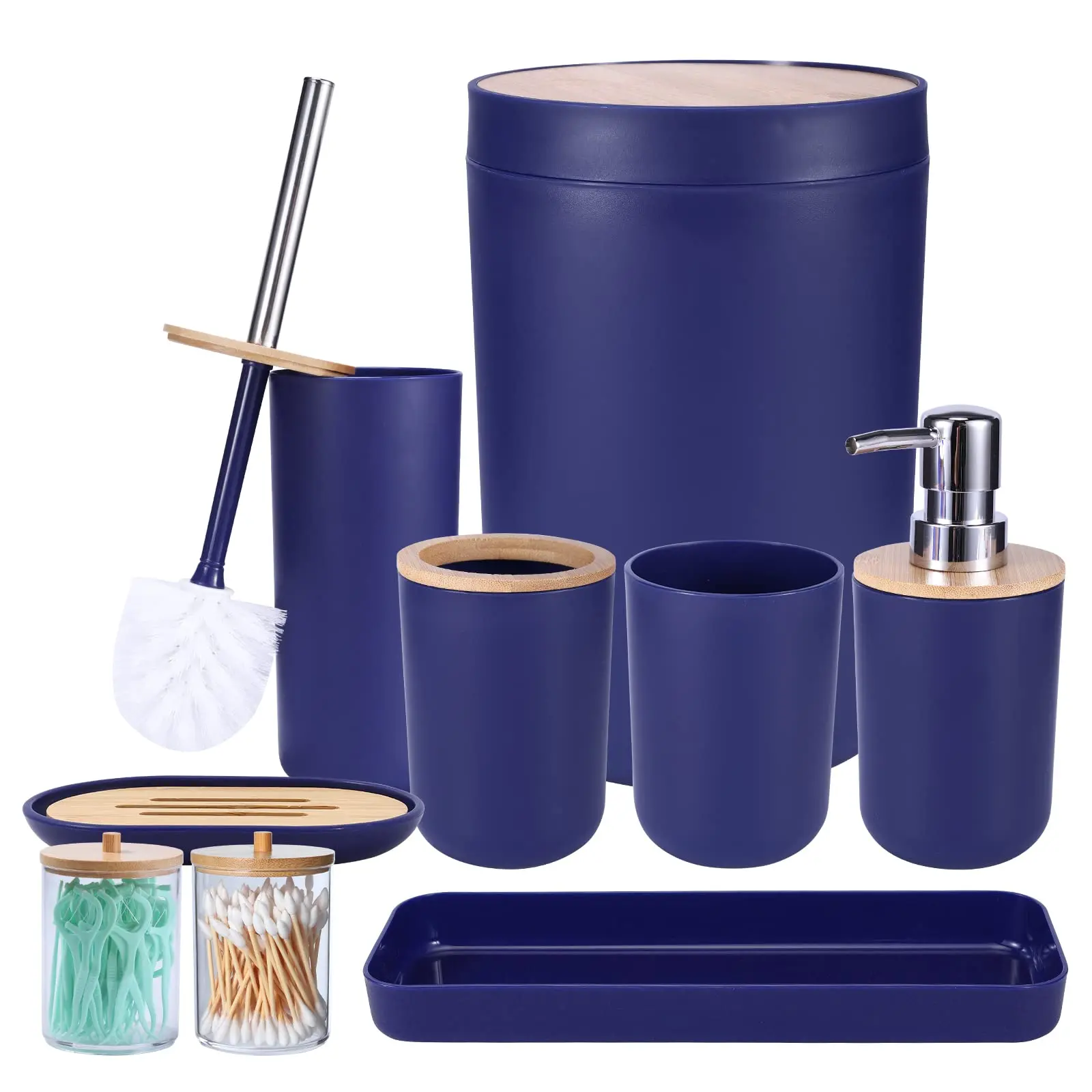 Modern Design Bathroom Accessories Set 9pcs With Trash Can Toothbrush ...