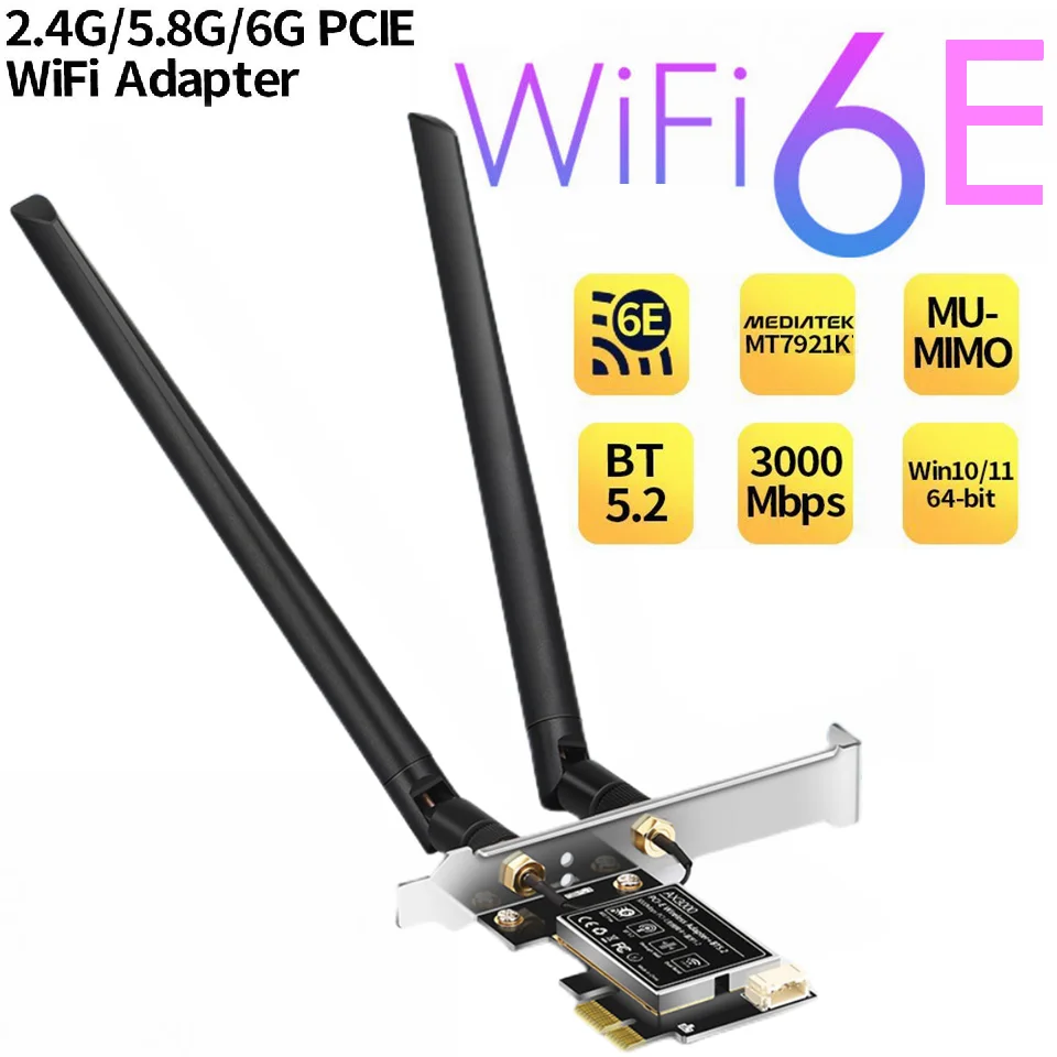 3000mbps Wifi 6e Pci-e Wireless Network Card Ax1800 802.11ax 3 Dual ...