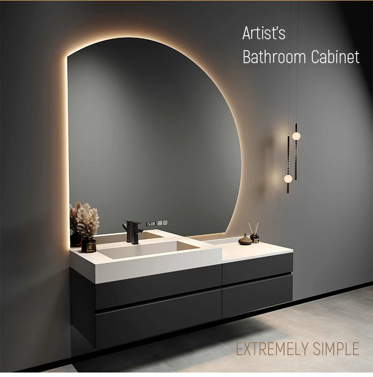 Half Moon Wooden Panel Bathroom Vanity Cabinet Furniture With Single ...