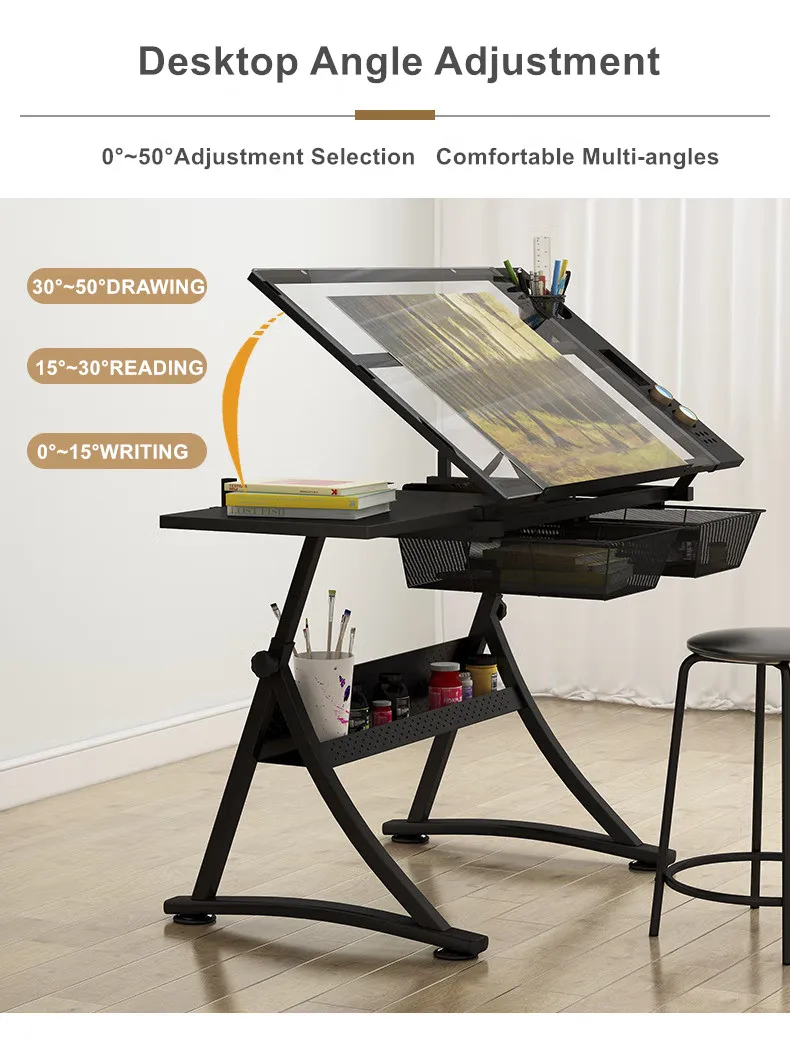 Multi-Function Drawing Table Foldable Top Working Drawing Desk| Alibaba.com
