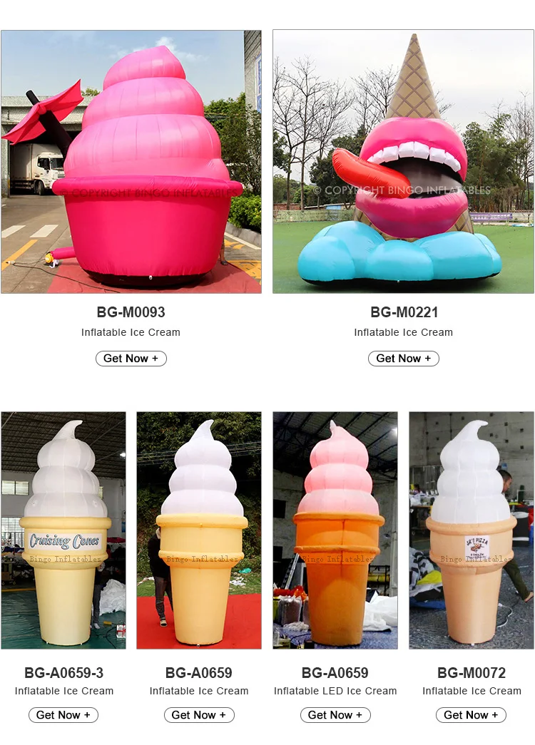 Custom Design Giant Inflatable Ice Cream Cone With LED Lights for Shop ...