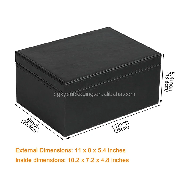 Faux Leather Decorative Box Large Wooden Box Accessory OrganizerJewelry ...