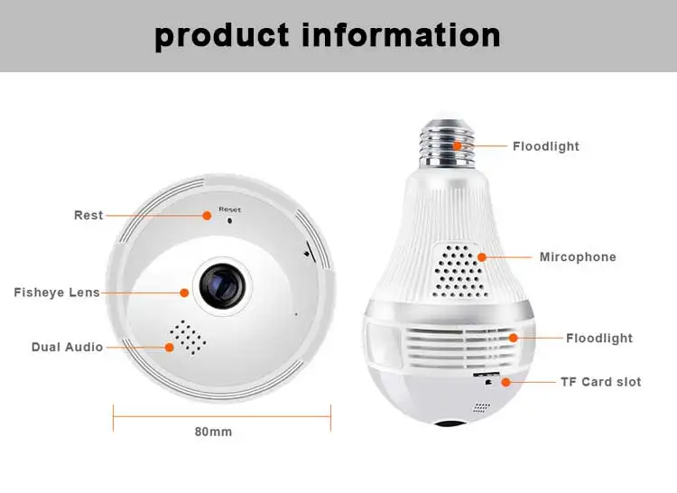 Ip Camera Bulb Light Wifi 360 Degree Mini Security Mini Camera 1.3mp ...