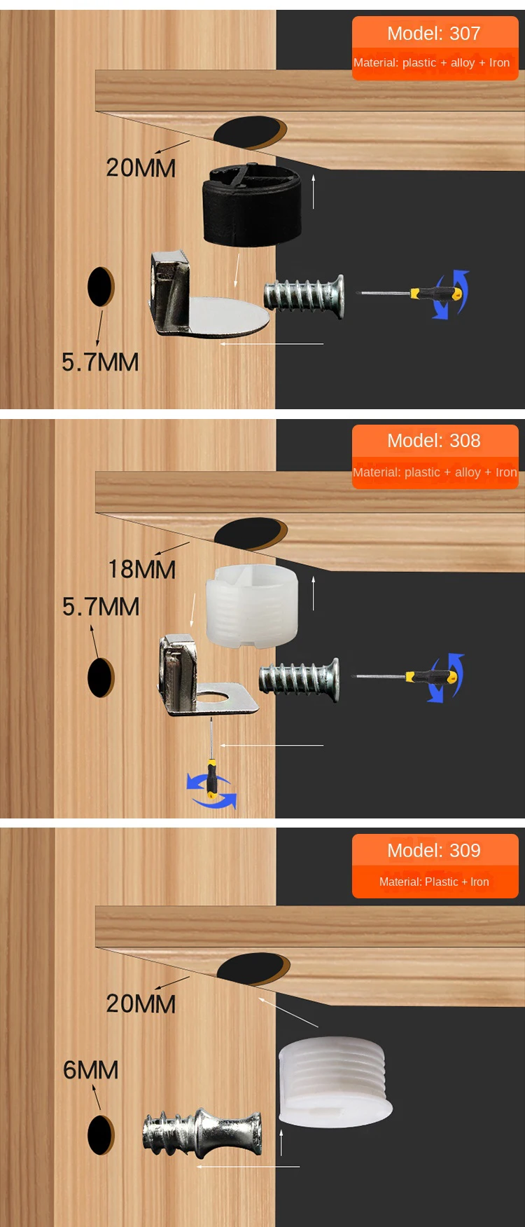 306 Hot Sale Zinc Alloy Cabinet Furniture Connection Fitting Hidden ...