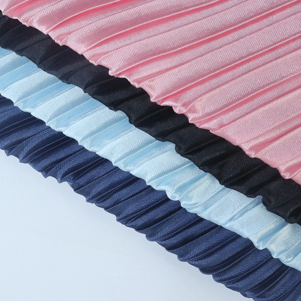 Shiny Pink Blue Crumple Fabrics Skirt Girl 100% Polyester