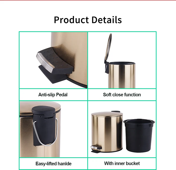 Brass Golden Dustbin - Sustainable & Stylish Trash Can