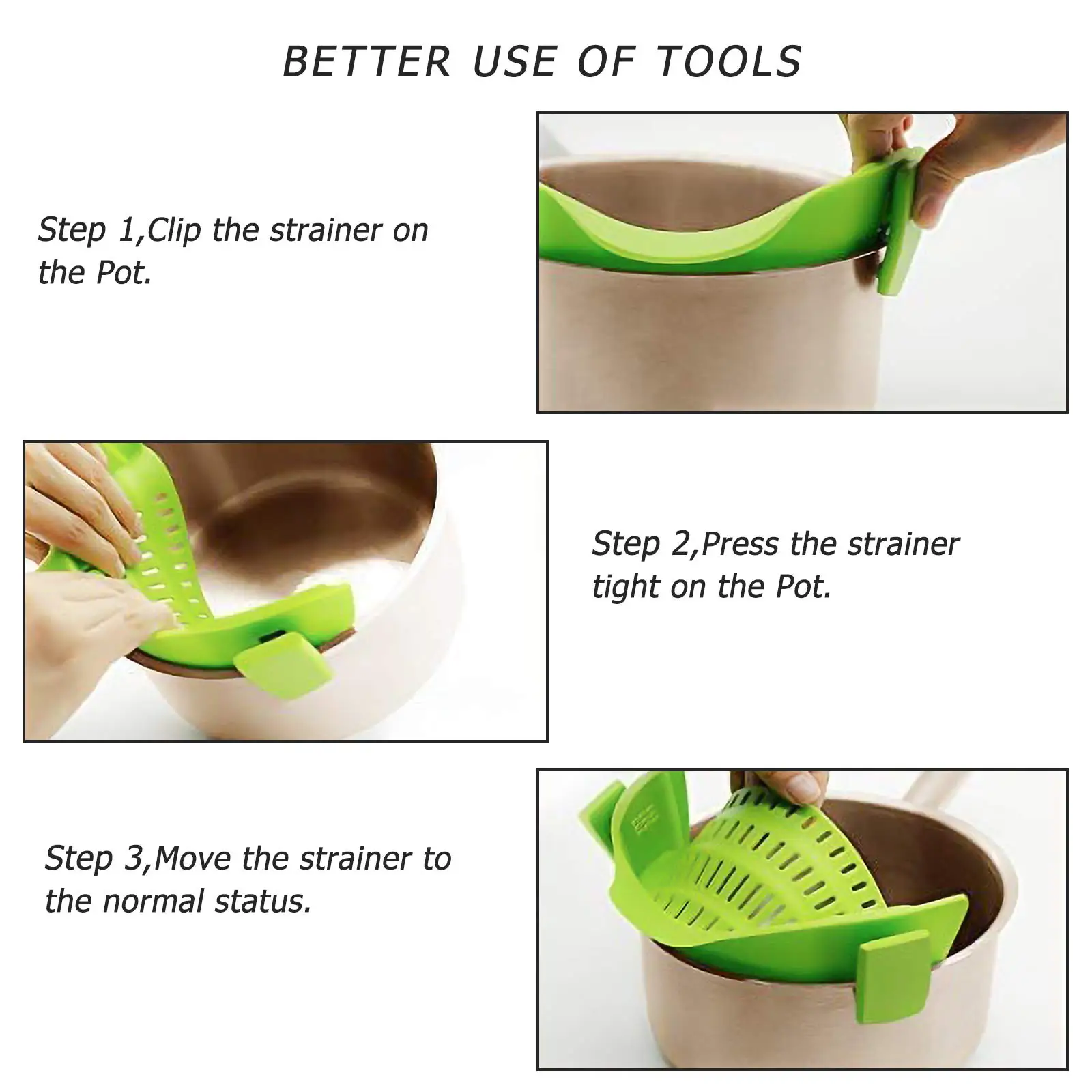 Silicone Strainer Adjustable Silicone Clip On Strainer For Pots Pan ...