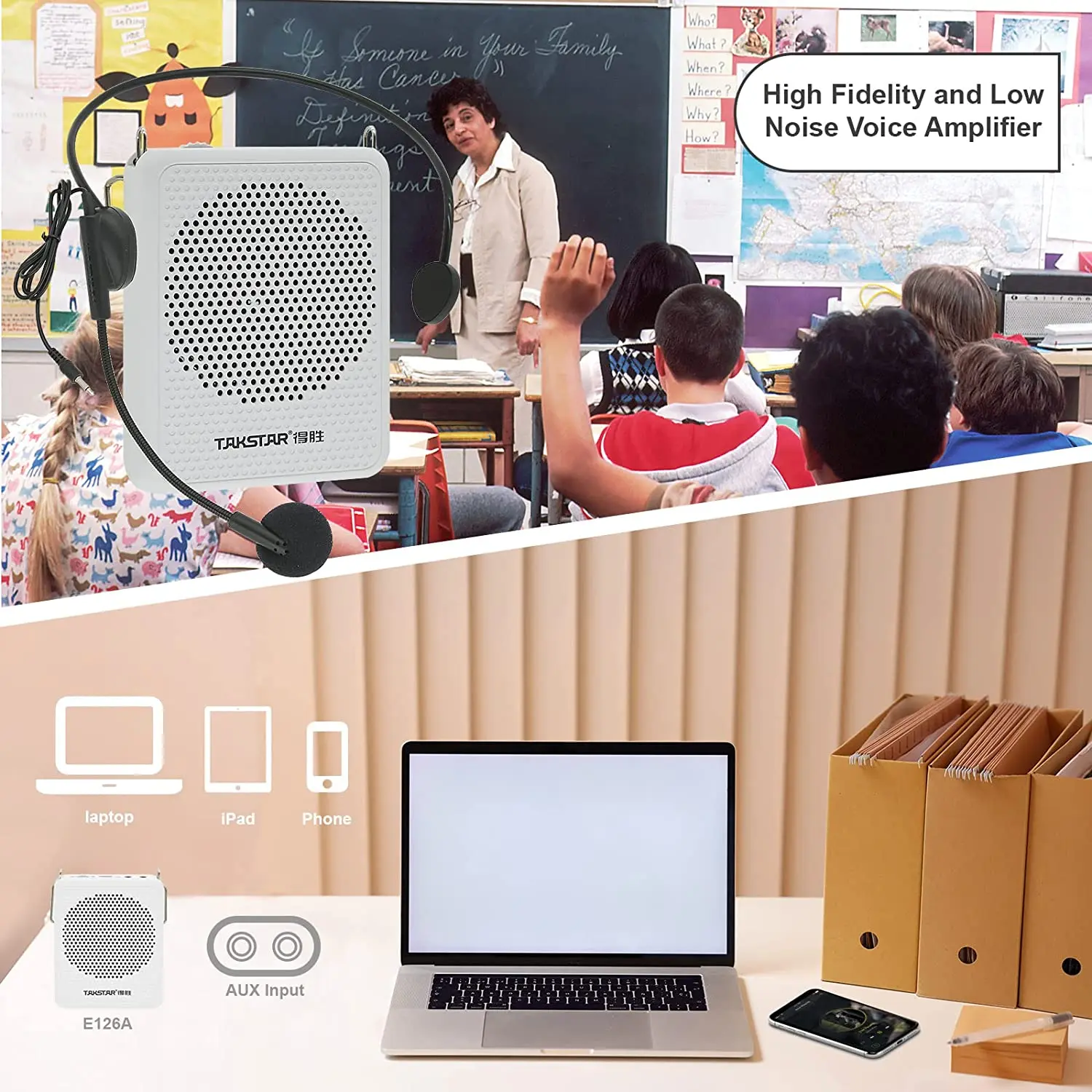 Takstar E126a Mini 10w Rechargeable Bluetooth Speaker Voice Amplifier With Wireless Mic Headset ...