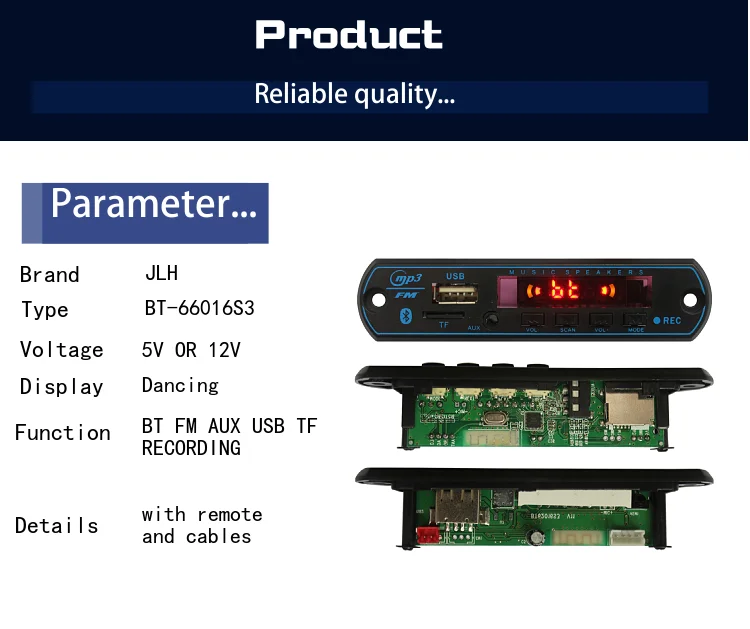 JLH-BT66016S3 Audio FM USB MP3 Circuit Decoder Module Board