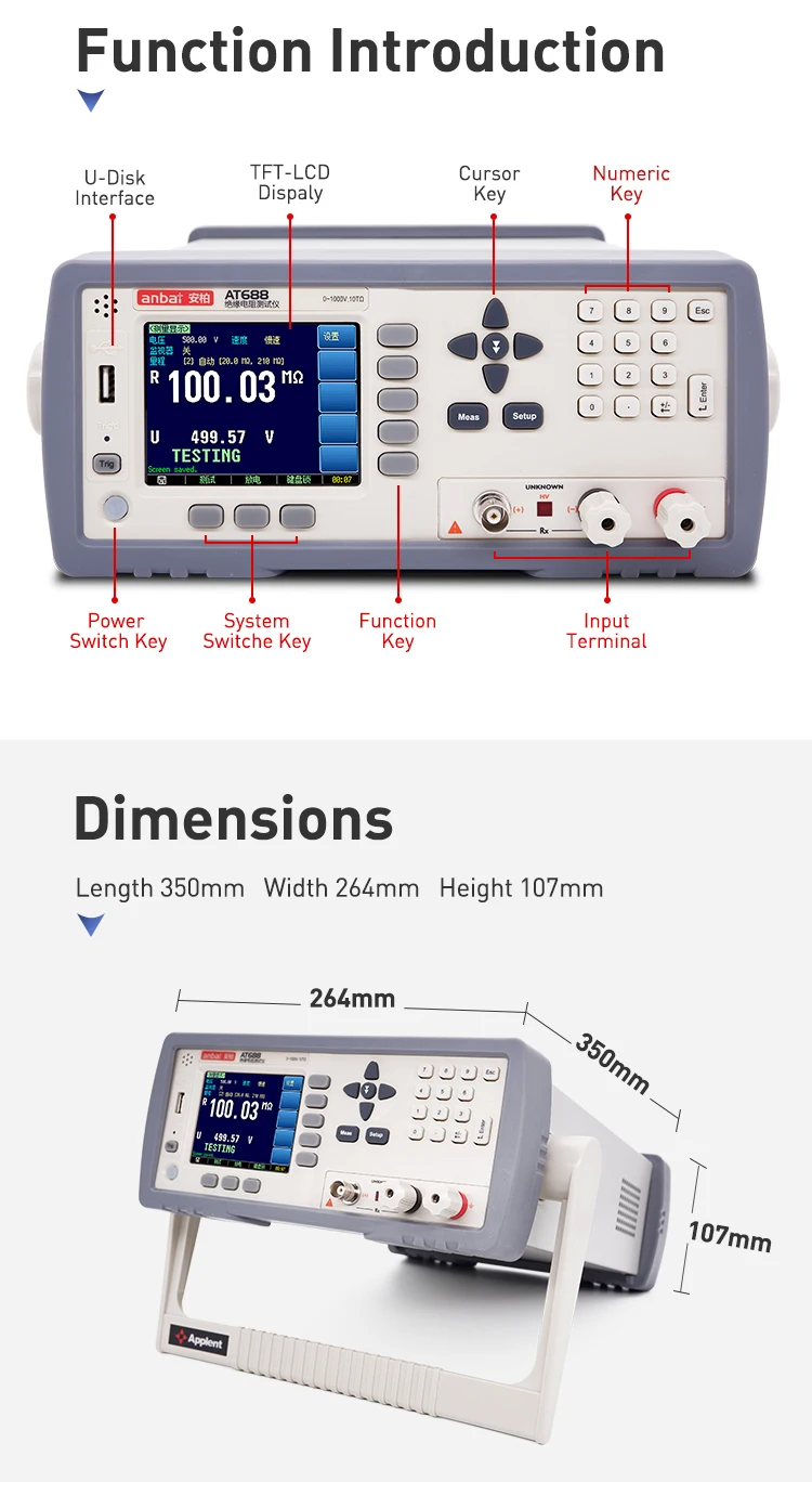 At688 Digital Ohm Insulation Resistance Tester Meters Megohmmeter ...